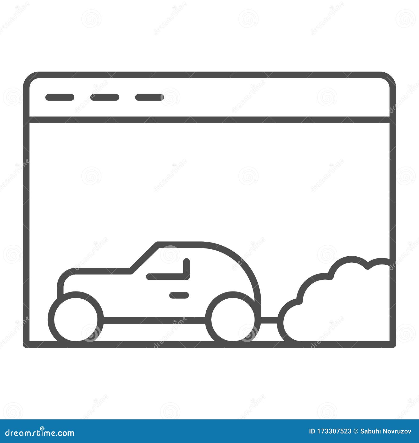 Car Speed Browser Thin Line Icon. Web Window with Vehicle and Frame ...