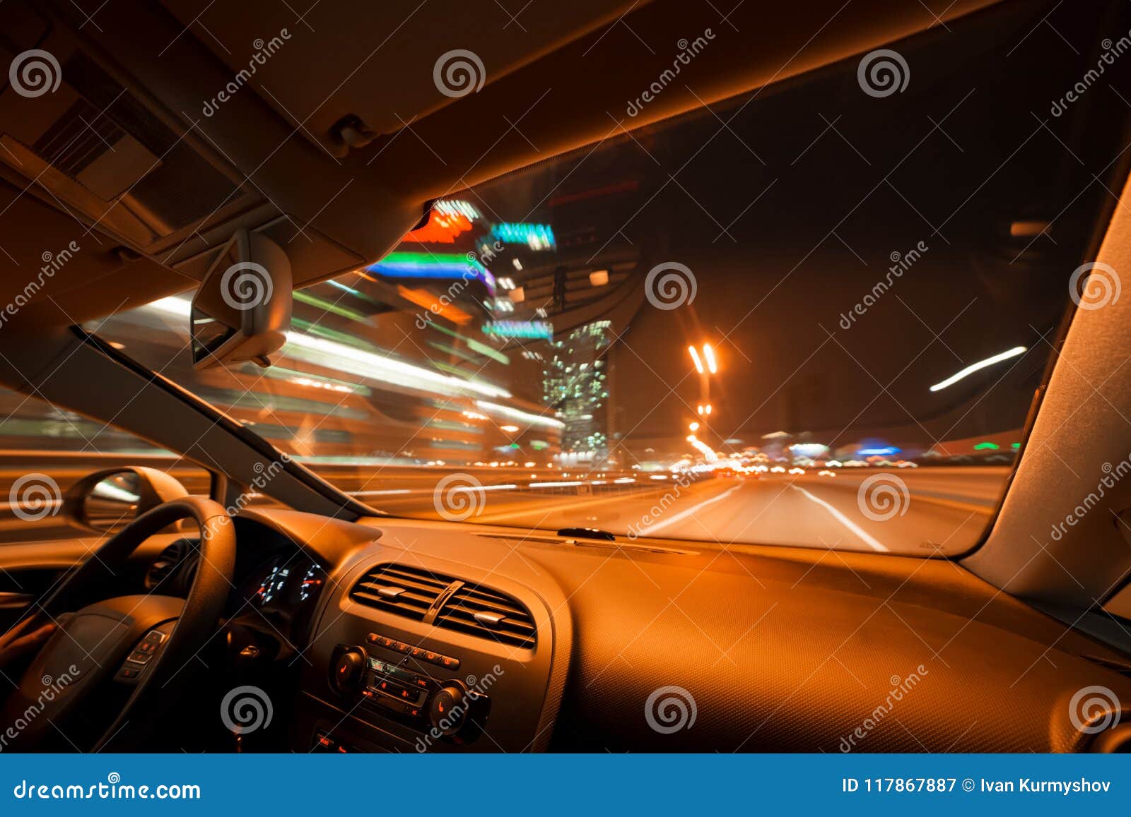 Car Speed Drive on the Road in Night Stock Image - Image of dynamic ...