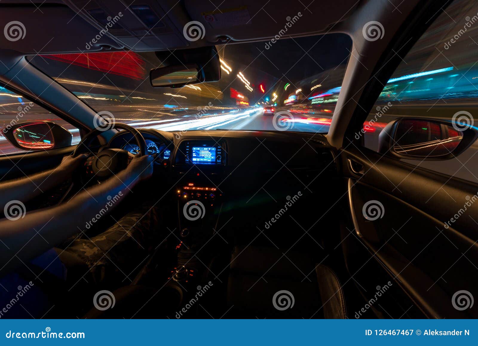 Car Speed Night Drive on the Road in City Stock Image - Image of ...