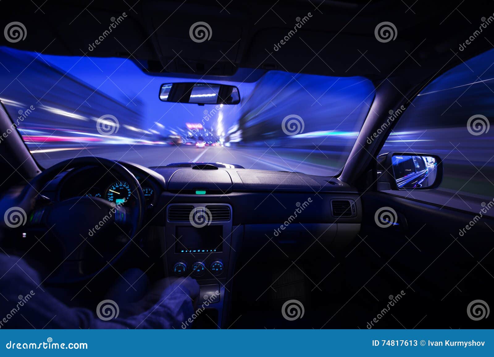 Car Speed Night Drive on the Road in City Stock Image - Image of ...