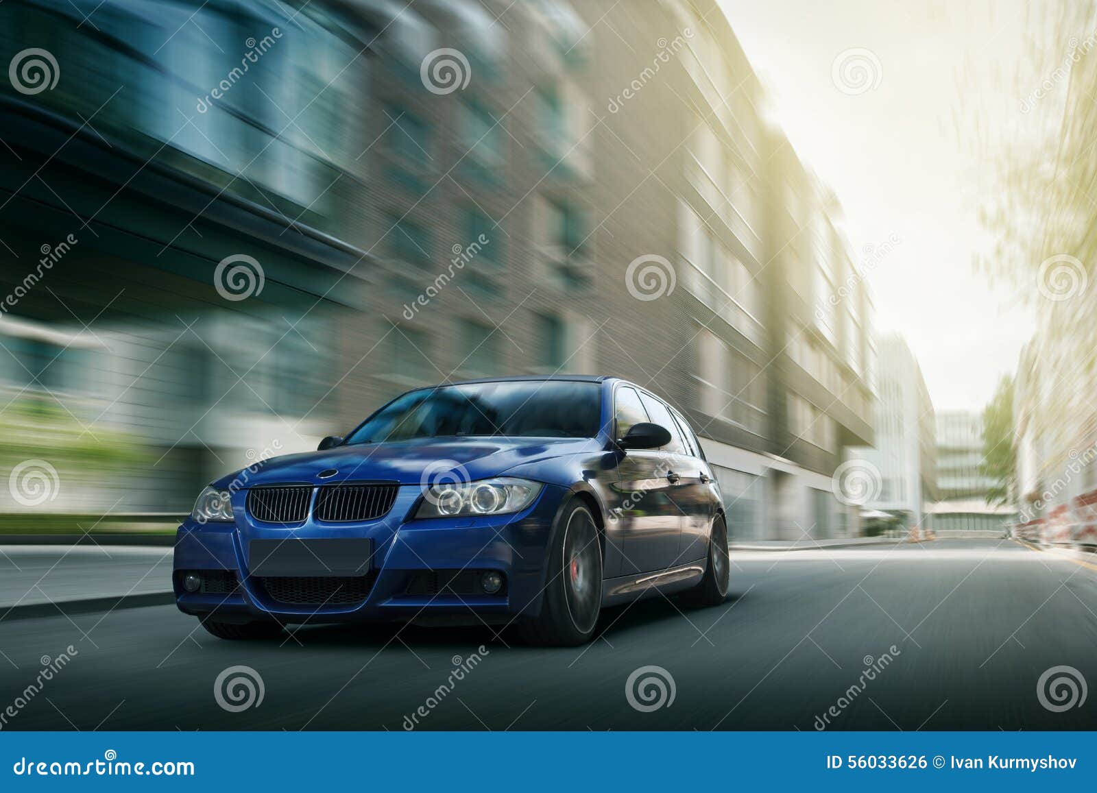 Fast Drive Blue Car Speed on the Road Stock Photo - Image of speed ...