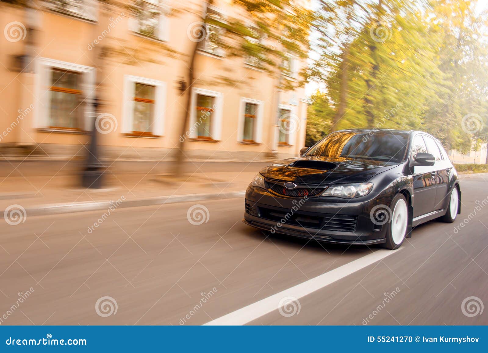 Fast Drive Car Speed on the Road Subaru Impreza Stock Photo - Image of ...