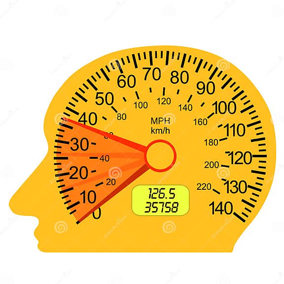 Car Speedometer in the Human Brain Stock Vector - Illustration of hour ...
