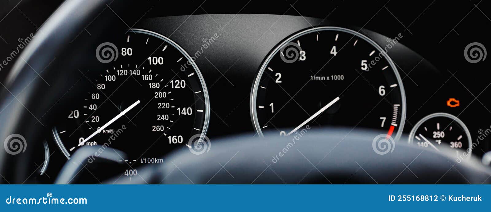 Car Speedometer in New Car. Stock Photo - Image of close, control ...