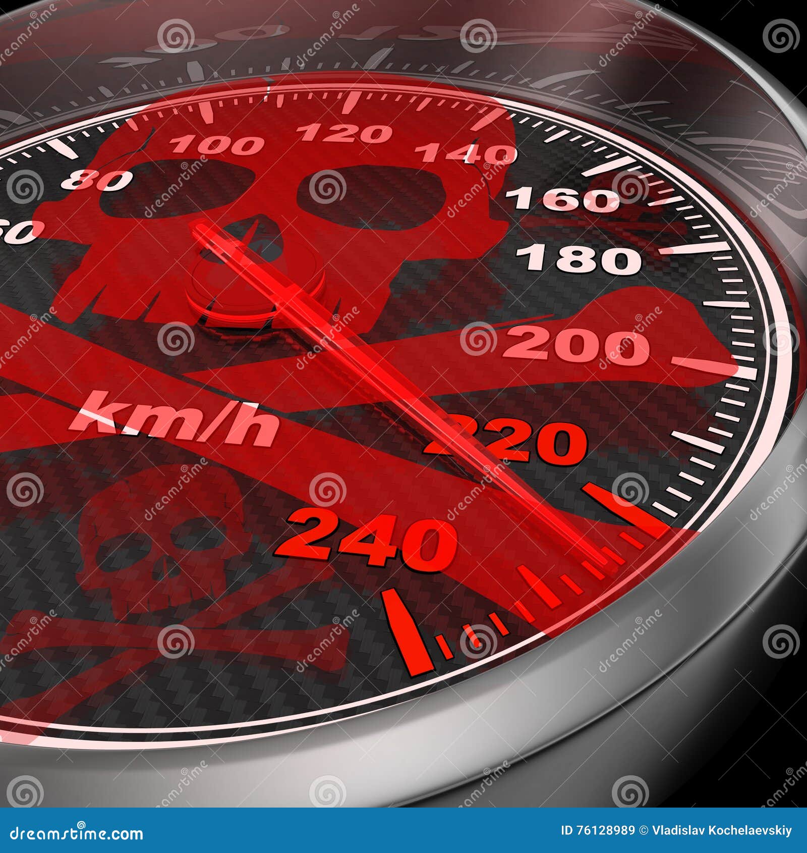 Car Speedometer and Red Skull Stock Illustration - Illustration of ...