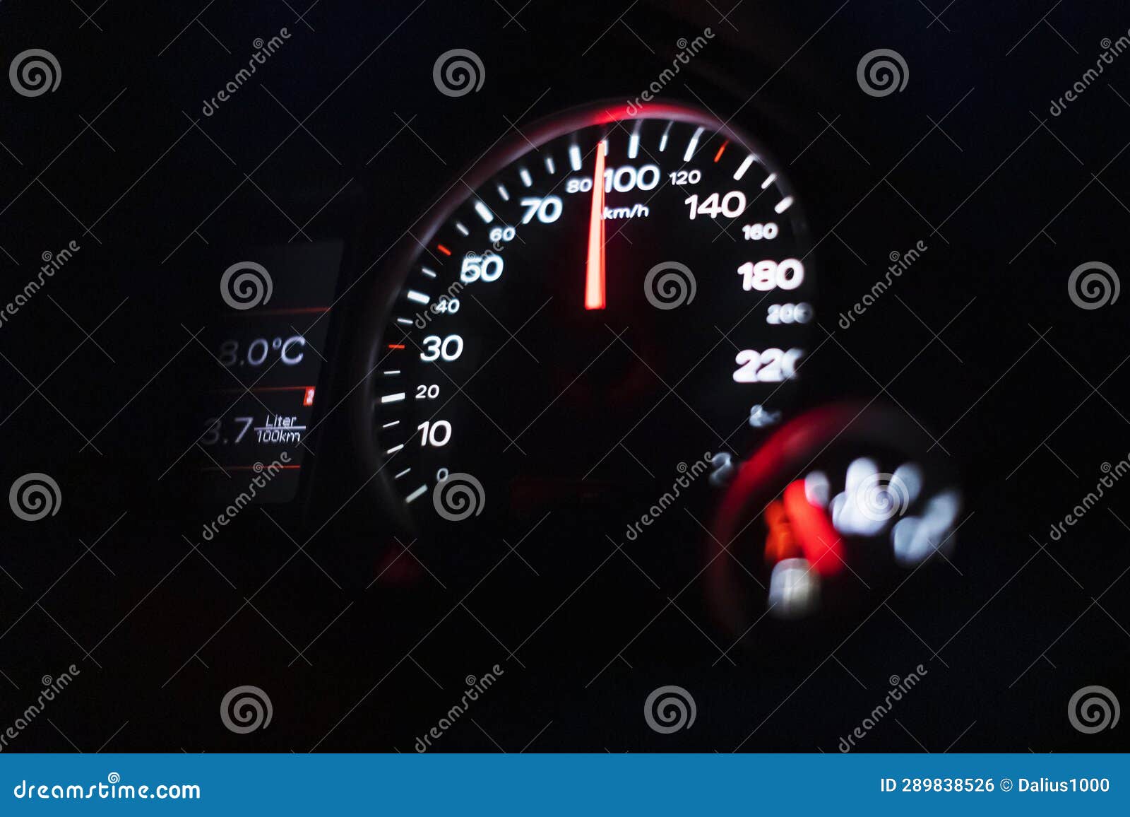 Car Speedometer Shows 90 Kmph - Driving at Night Stock Photo - Image of ...