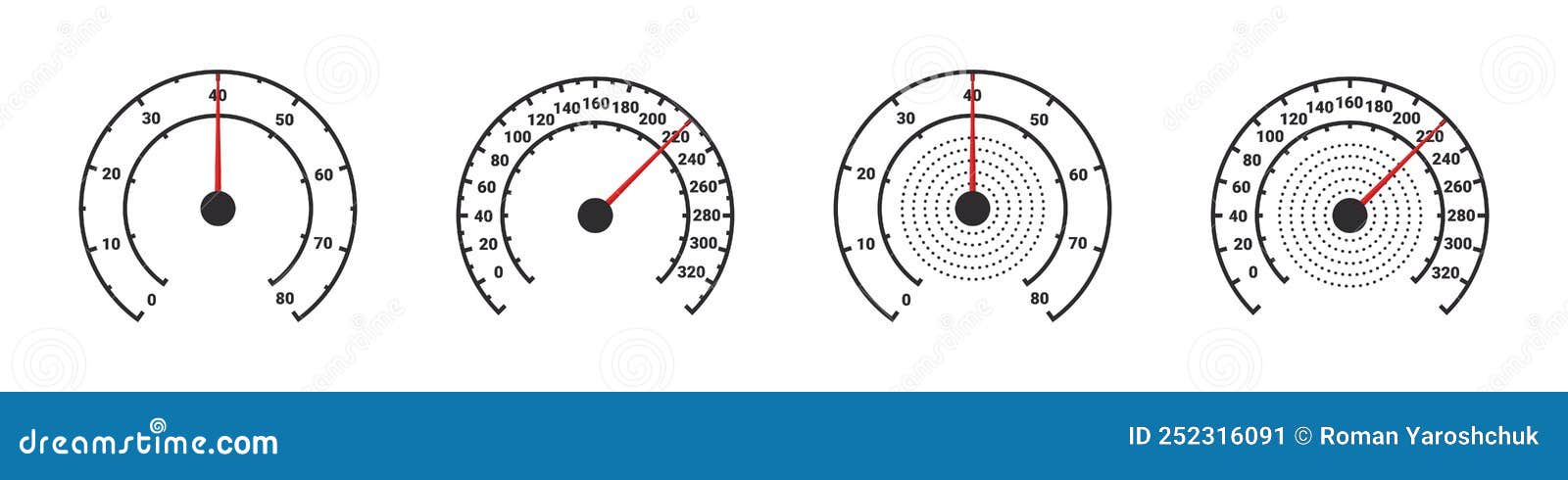 Car Speedometer with Speed Level Scale. Speedometer and Tachometer ...