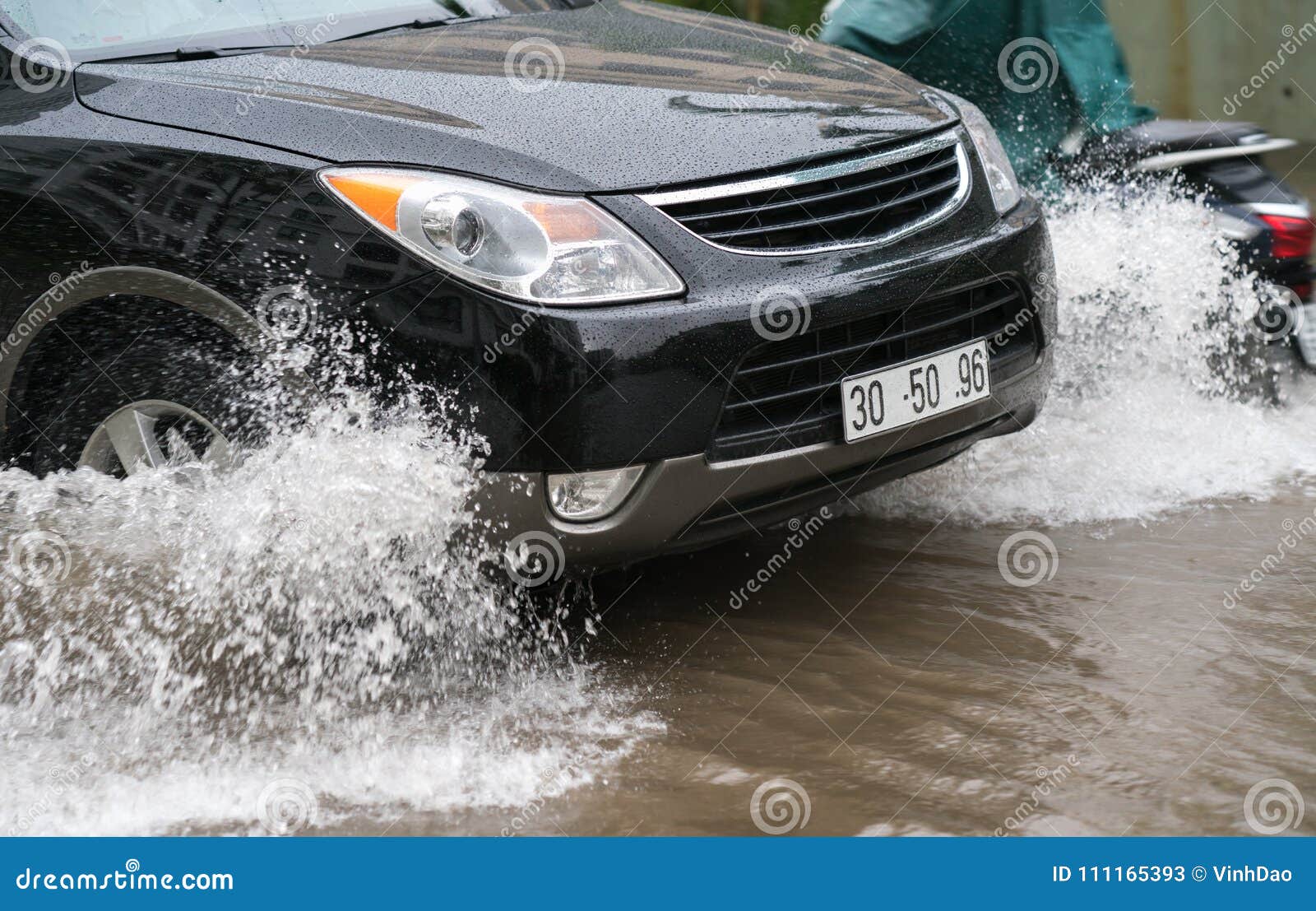 Large Puddle At The Pedestrian Crossing In The Town Of Gatchina. Paving ...