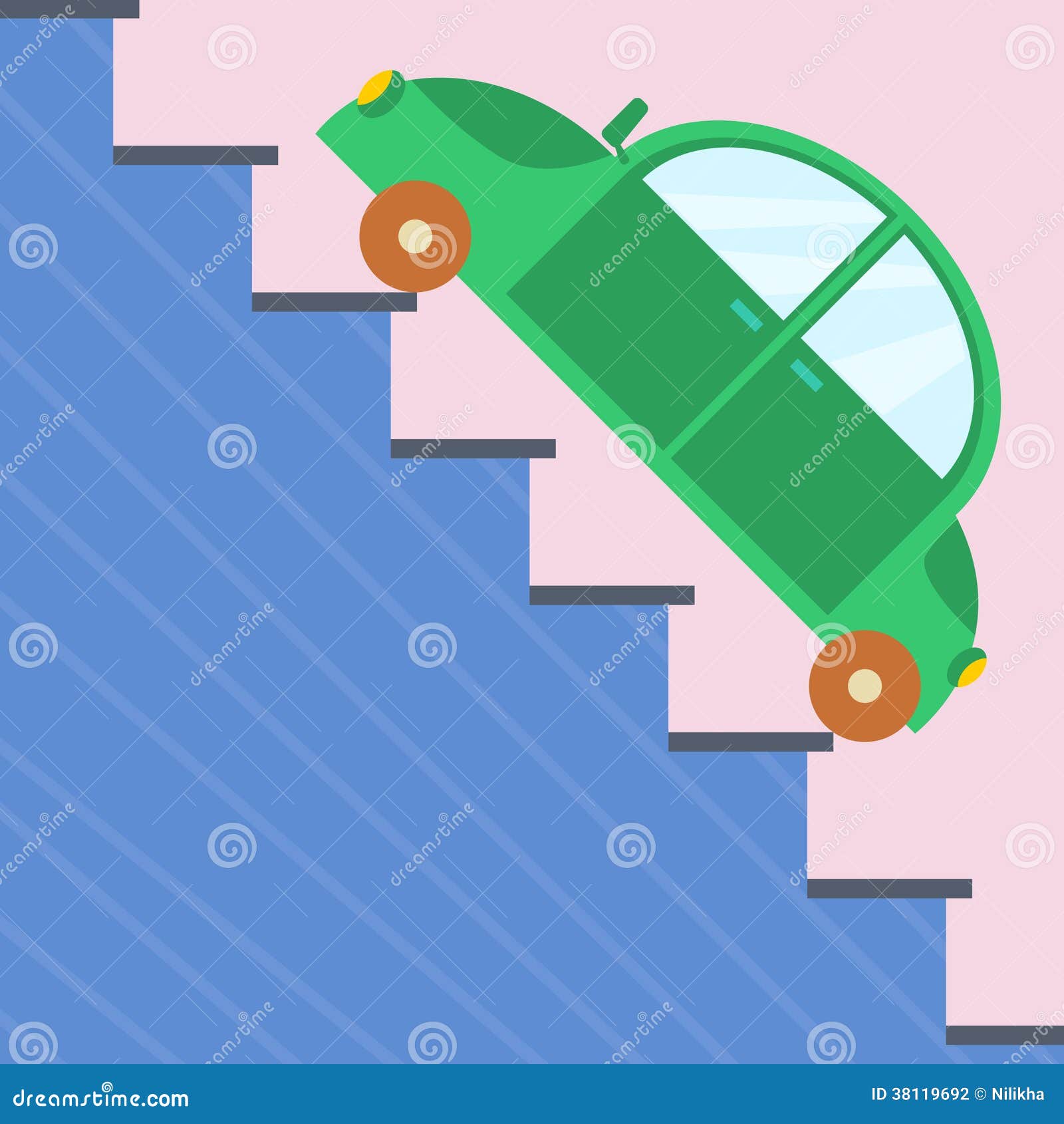 Car on stairs stock illustration. Illustration of vehicle - 38119692