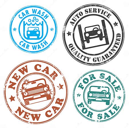 Car stamp set stock vector. Illustration of banner, round - 25289418