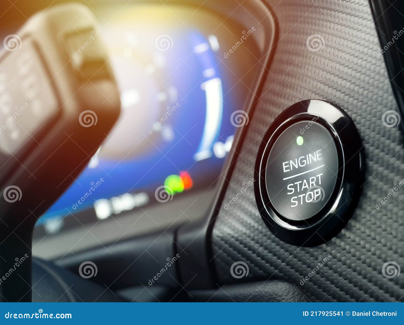 Car Start Button. Near the Dashboard Concept of Transportation and ...