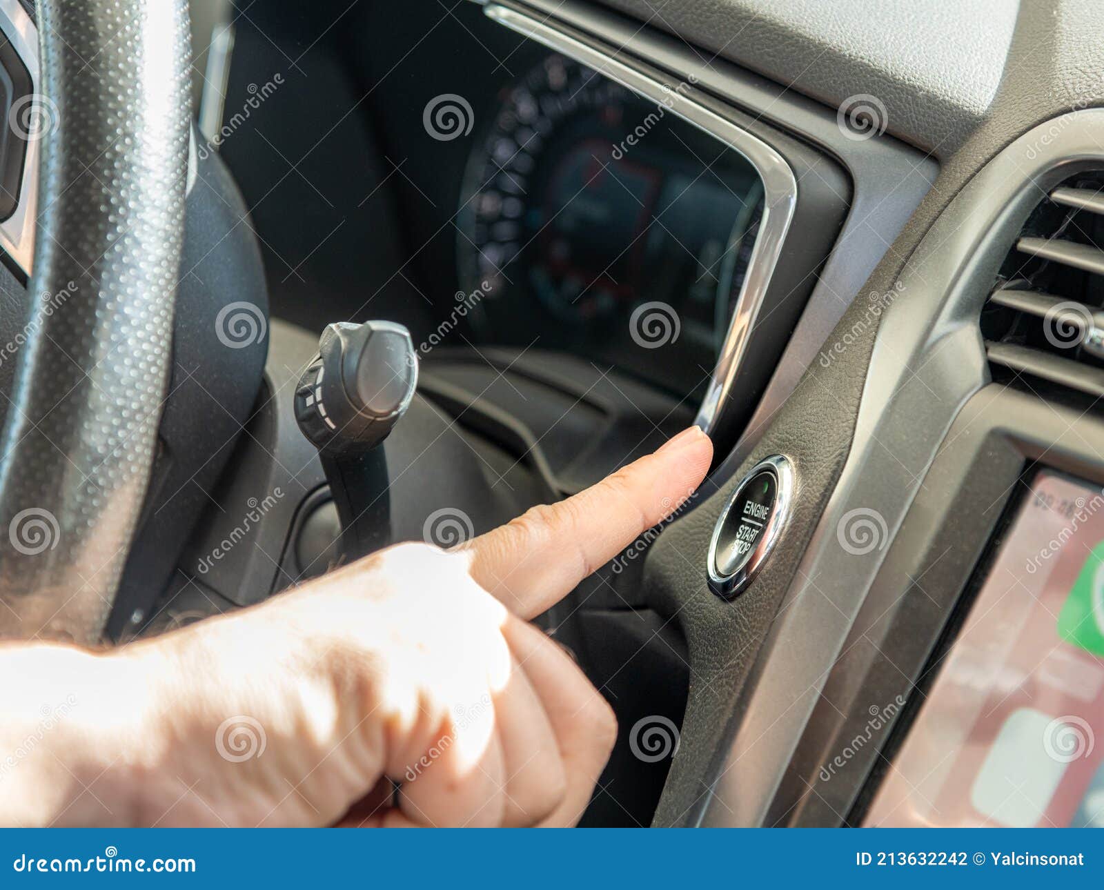 Car Start Stop System with Finger Pressing the Button Stock Photo ...
