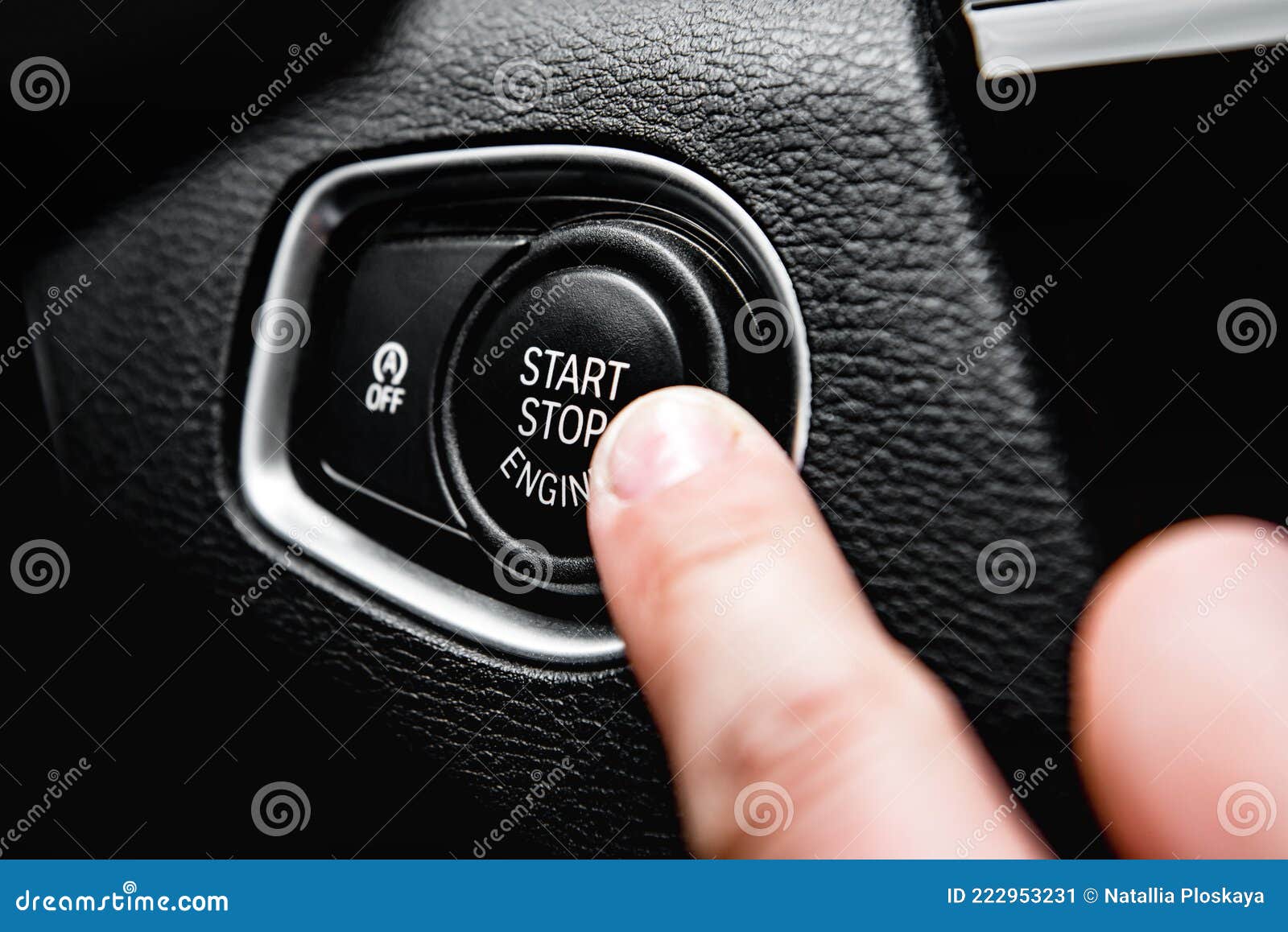 Car Start Stop System with Finger Pressing the Button. Car Driver ...