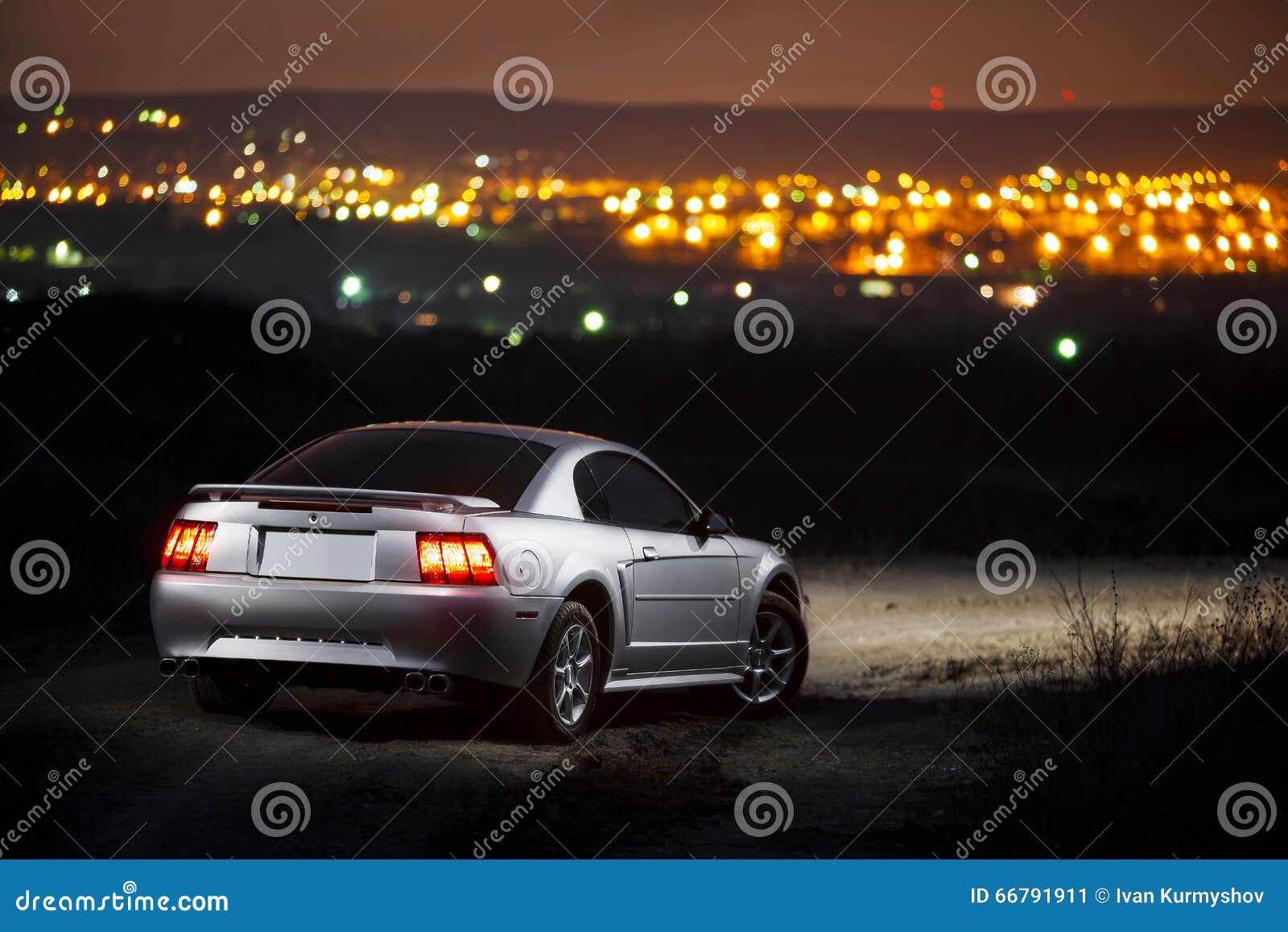Car Staying Against the Backdrop of the City at Night Stock Image ...
