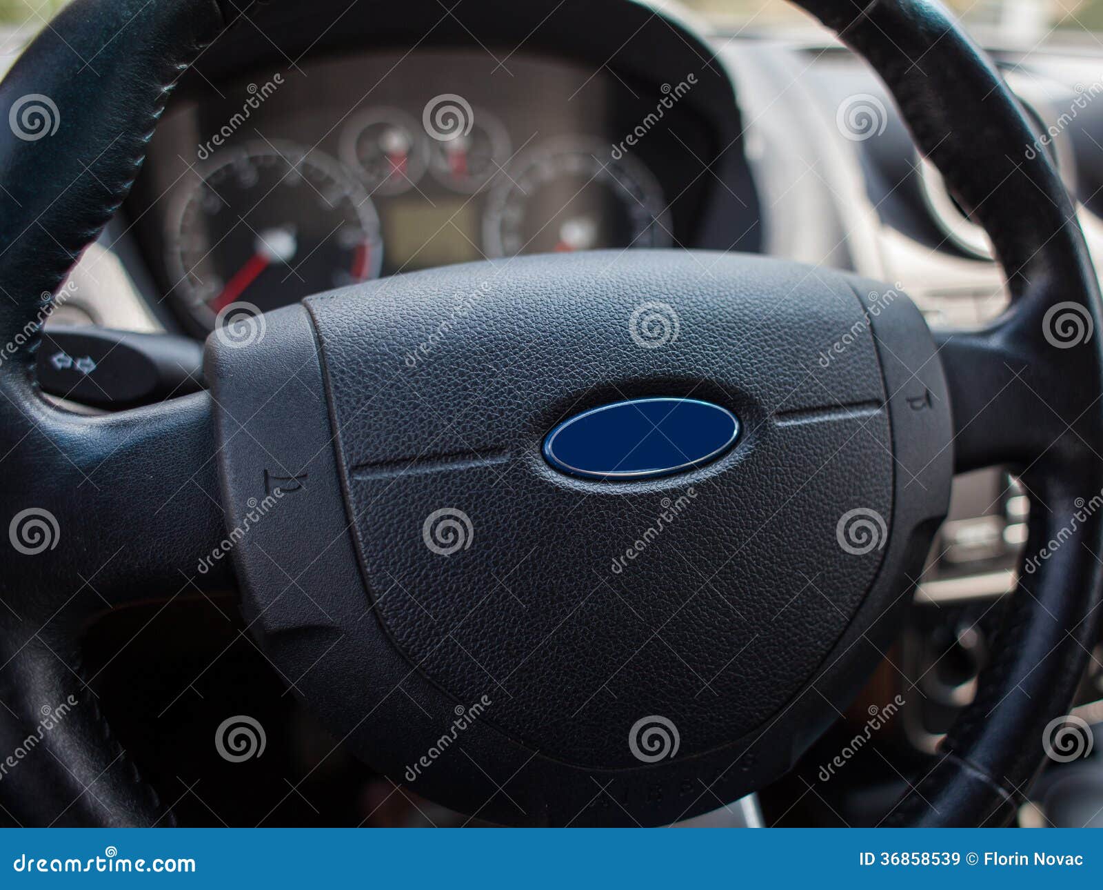 Car steering wheel stock image. Image of speedometer - 36858539