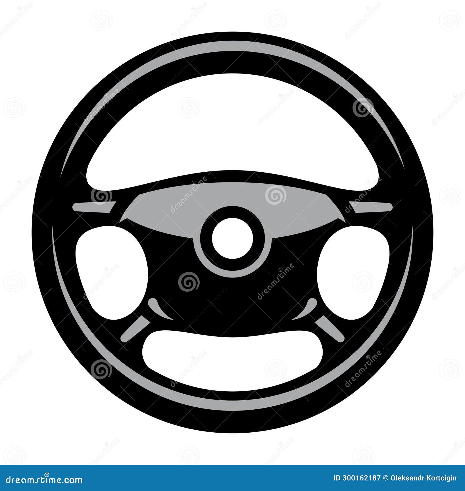 Car Steering Wheel With Gray Tint Stylized For Use As Design Template ...