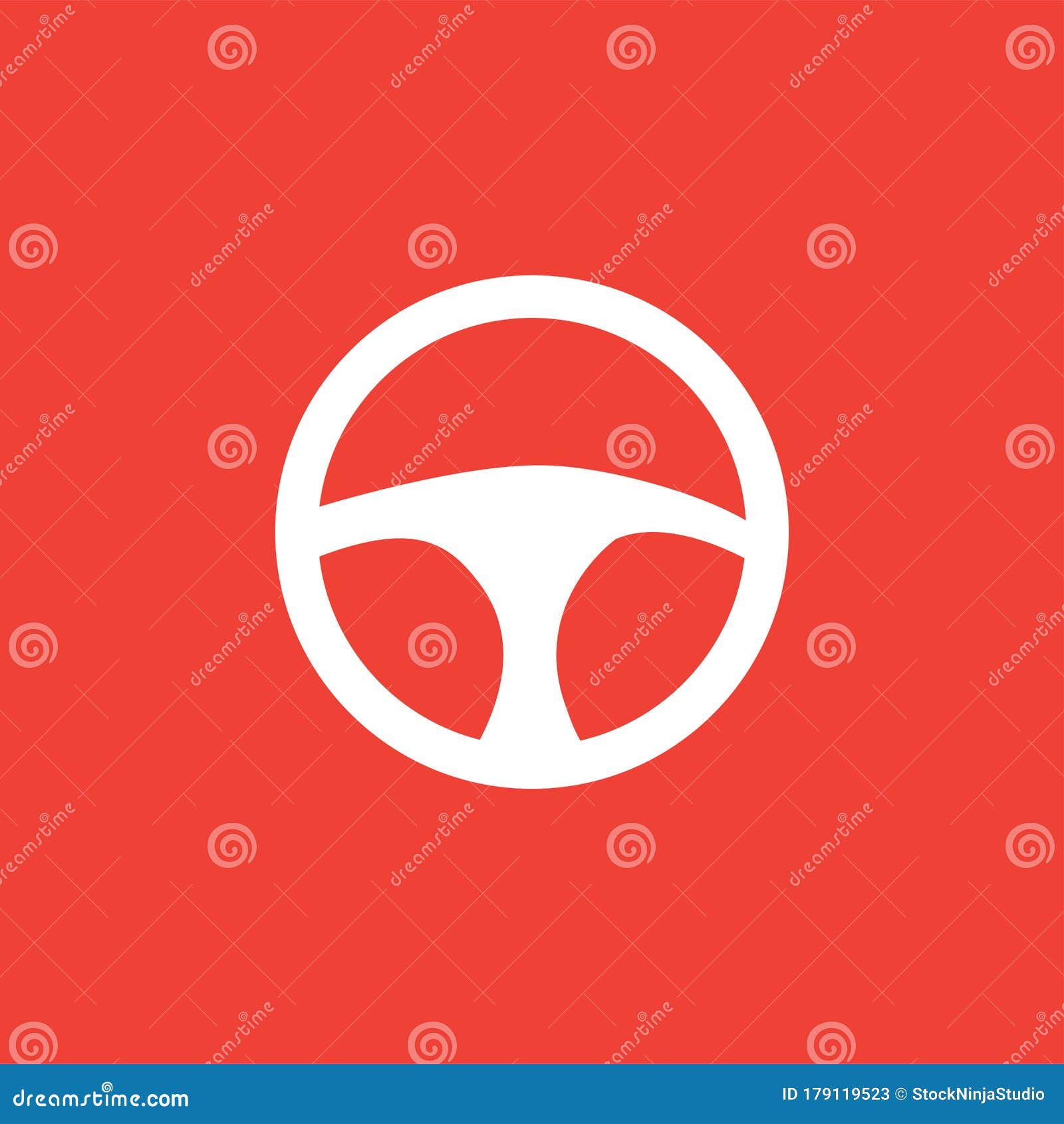 Car Steering Wheel Icon on Red Background. Red Flat Style Vector ...