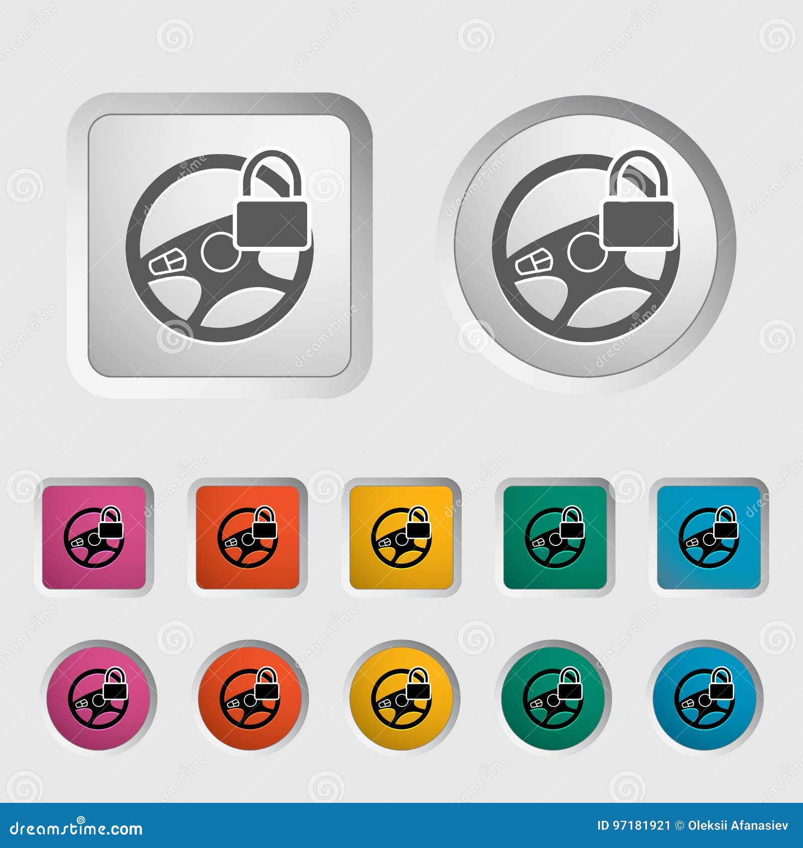 Car Steering Wheel icon. stock vector. Illustration of locked - 97181921