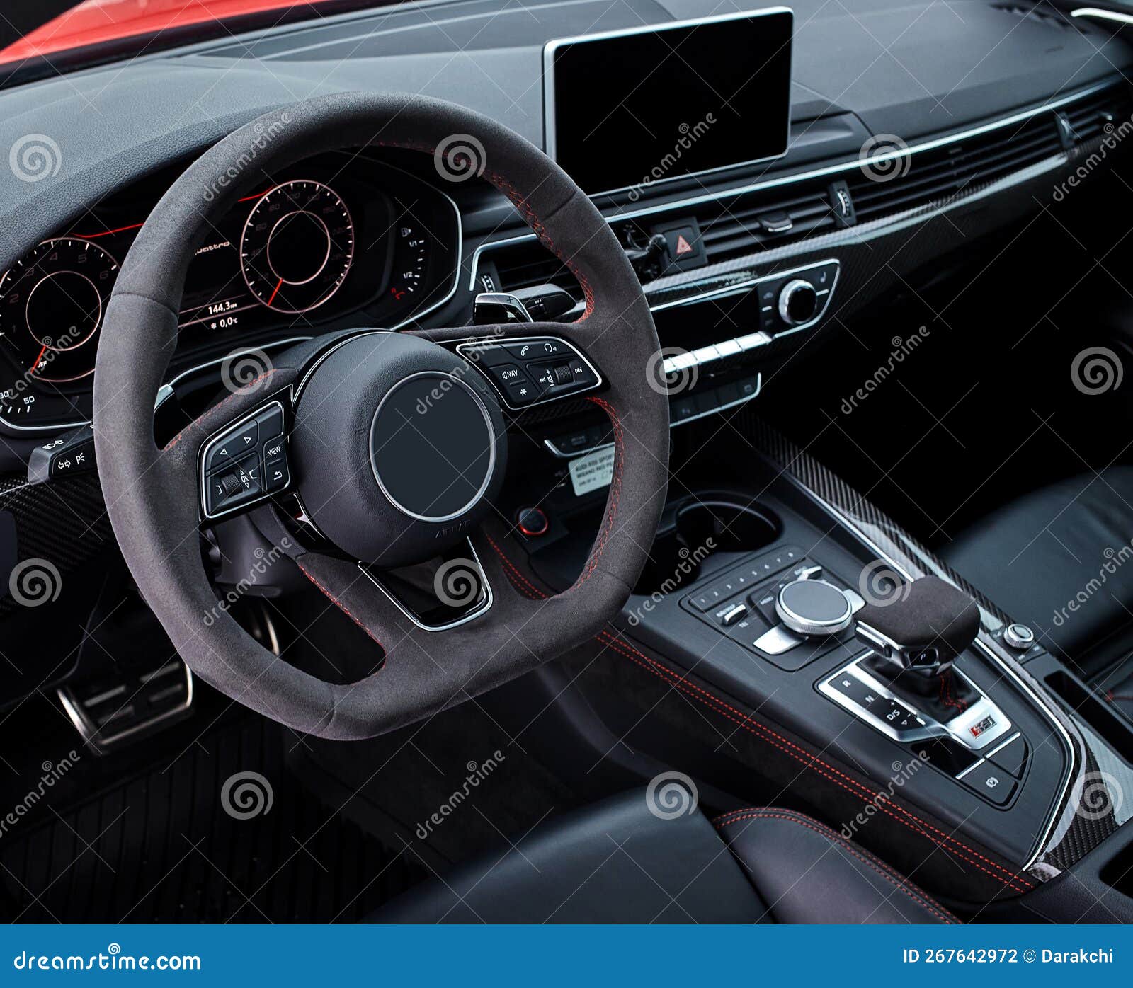 Car Steering Wheel and Interior Background, Modern City Car Elements ...