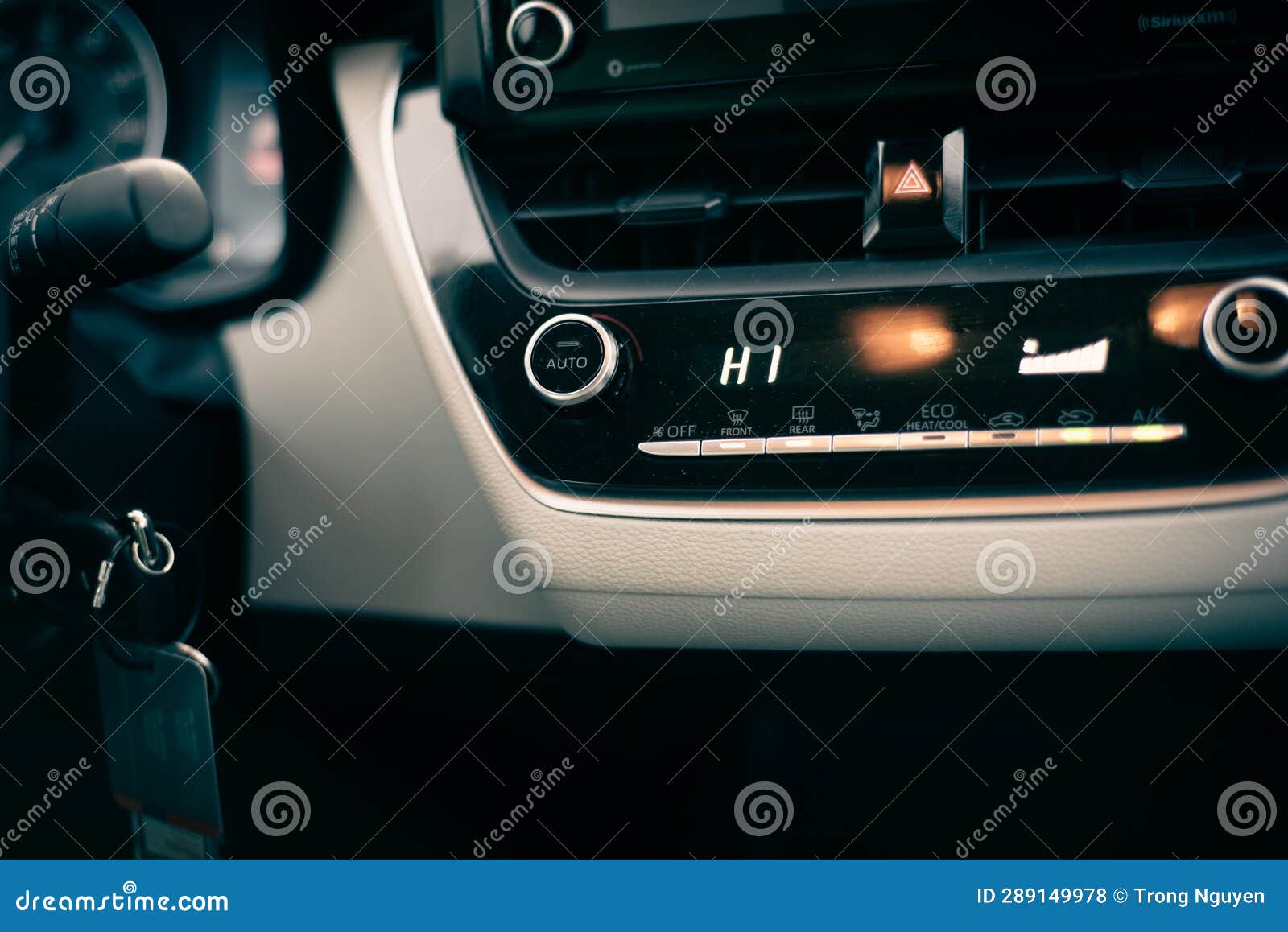 Car Steering Wheel with Key and Modern Climate Control Dash High ...