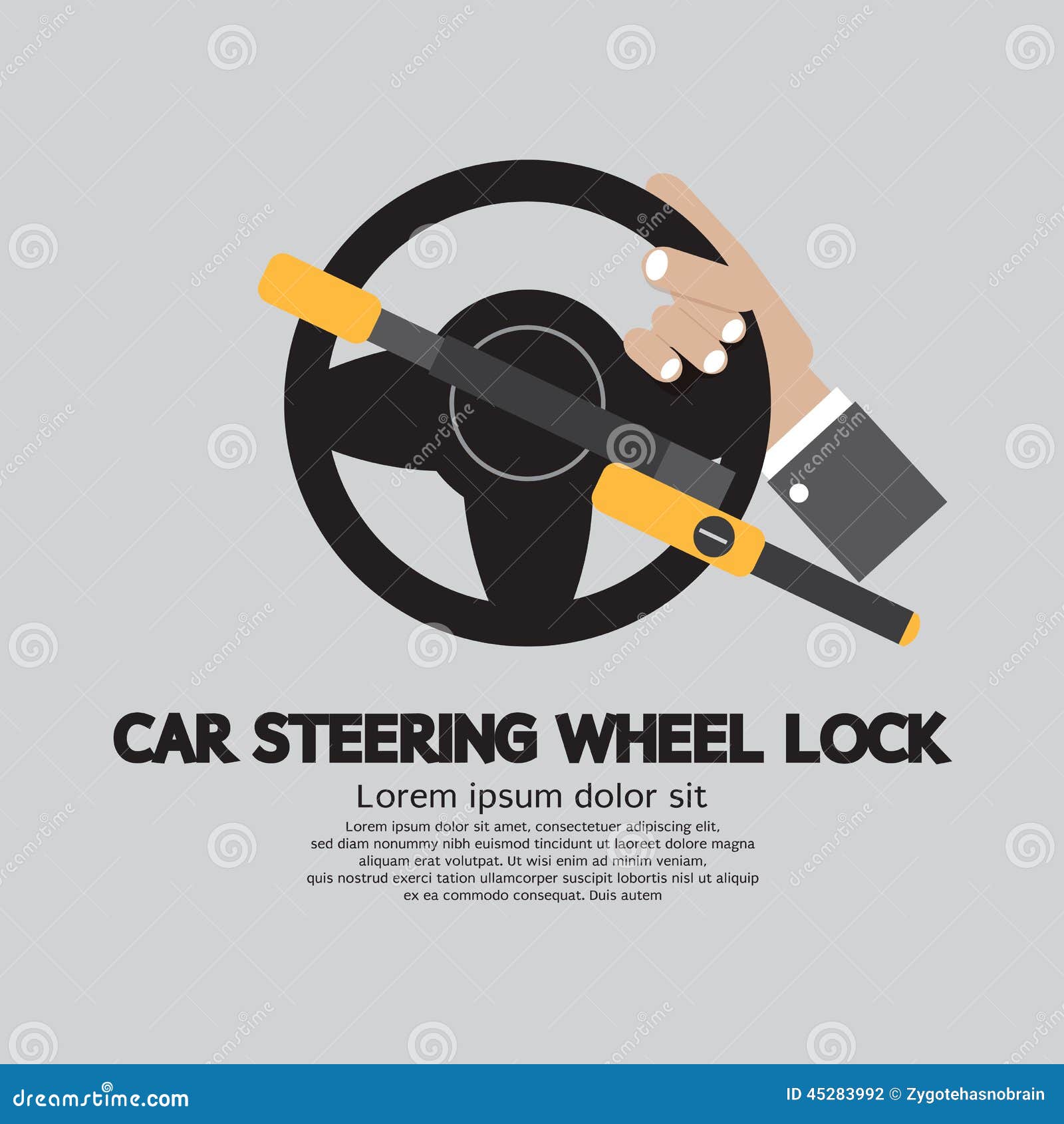 Car Steering Wheel Lock stock vector. Illustration of steering - 45283992