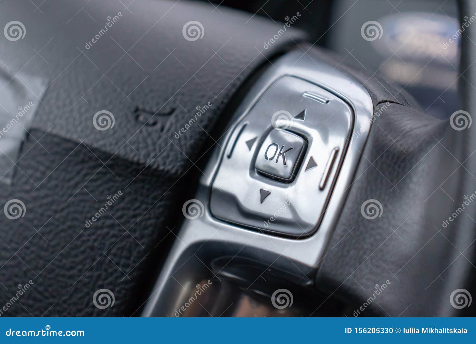 Car Steering Wheel with Menu Buttons on it Close Up, Car Interior Stock ...