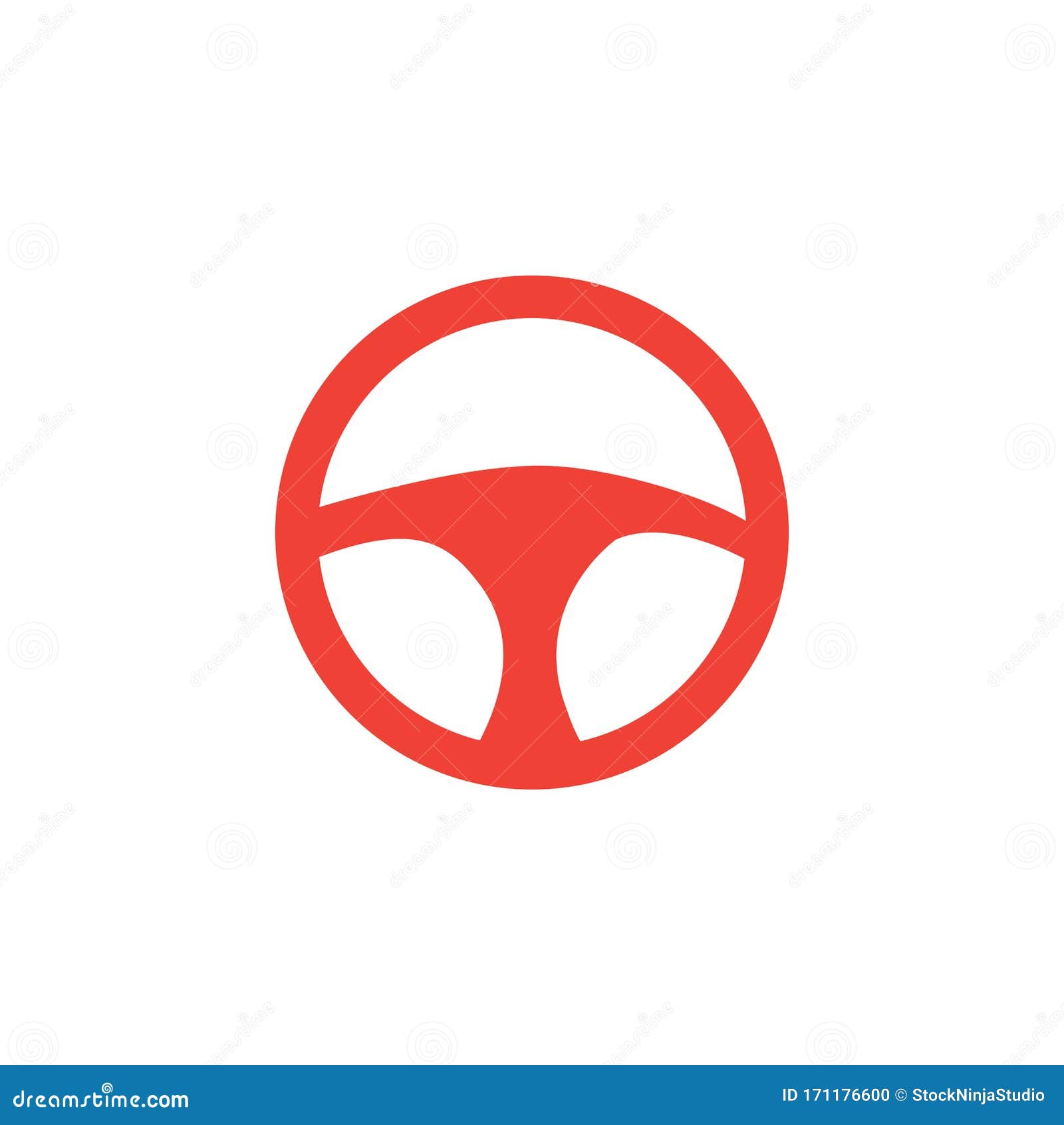Car Steering Wheel Red Icon on White Background. Red Flat Style Vector ...