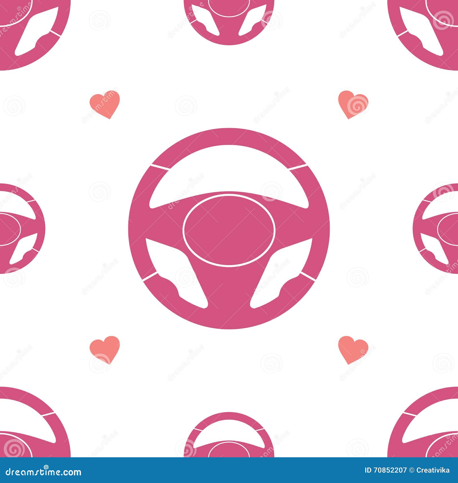 Car Steering Wheel Seamless Pattern with Hearts Stock Vector ...