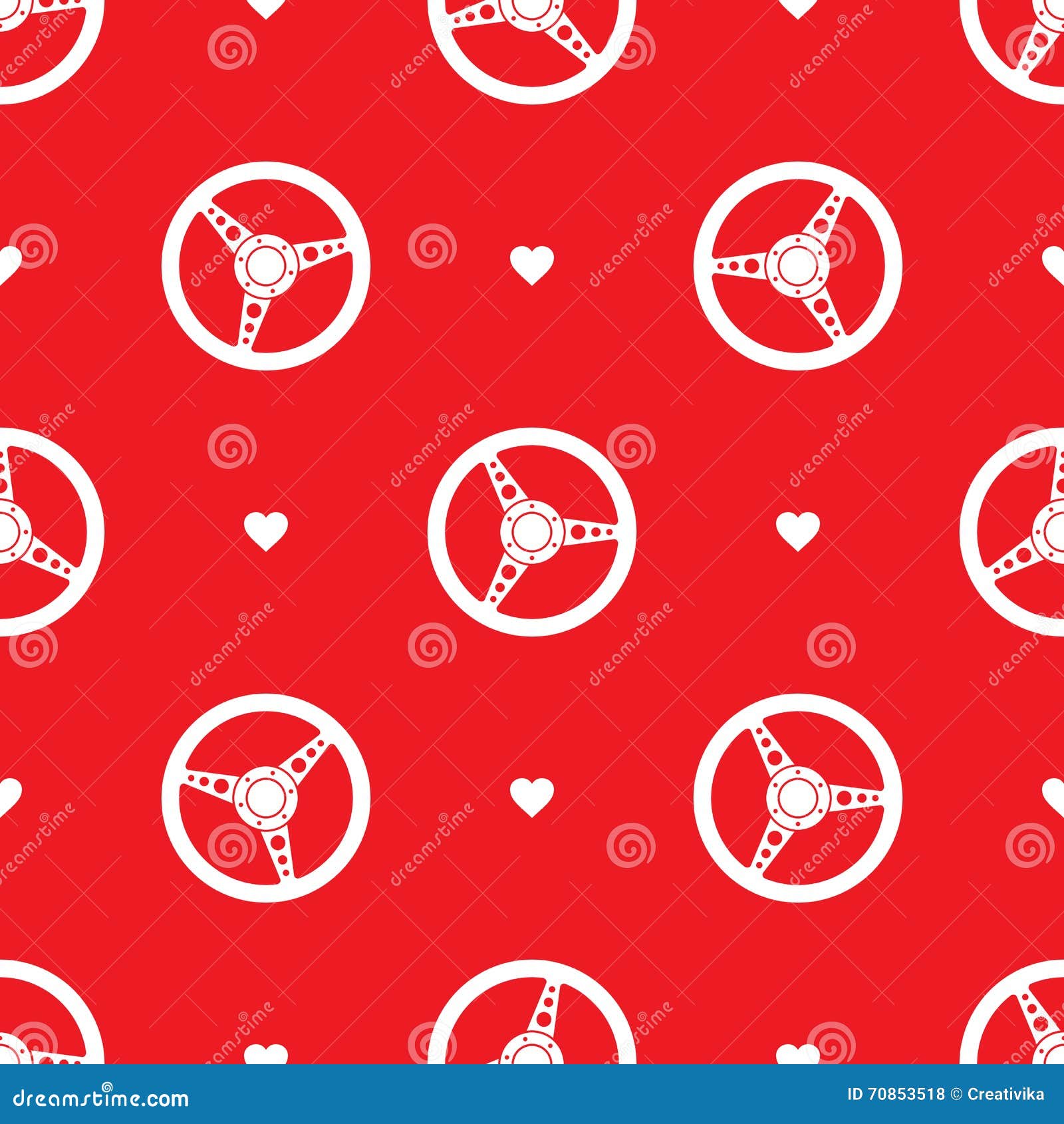 Car Steering Wheel Seamless Pattern with Hearts Stock Vector ...