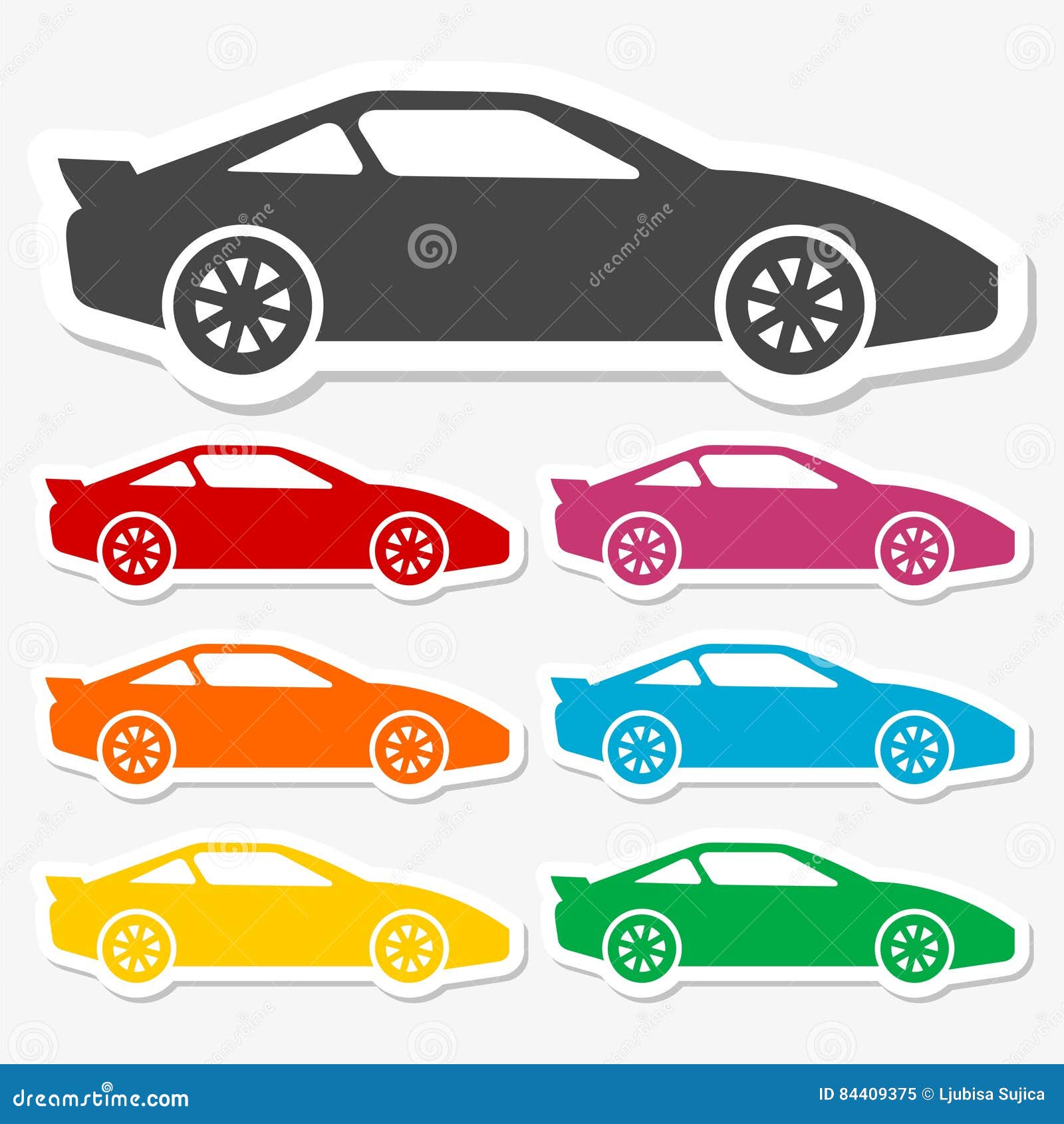 Car stickers set stock vector. Illustration of roadster - 84409375