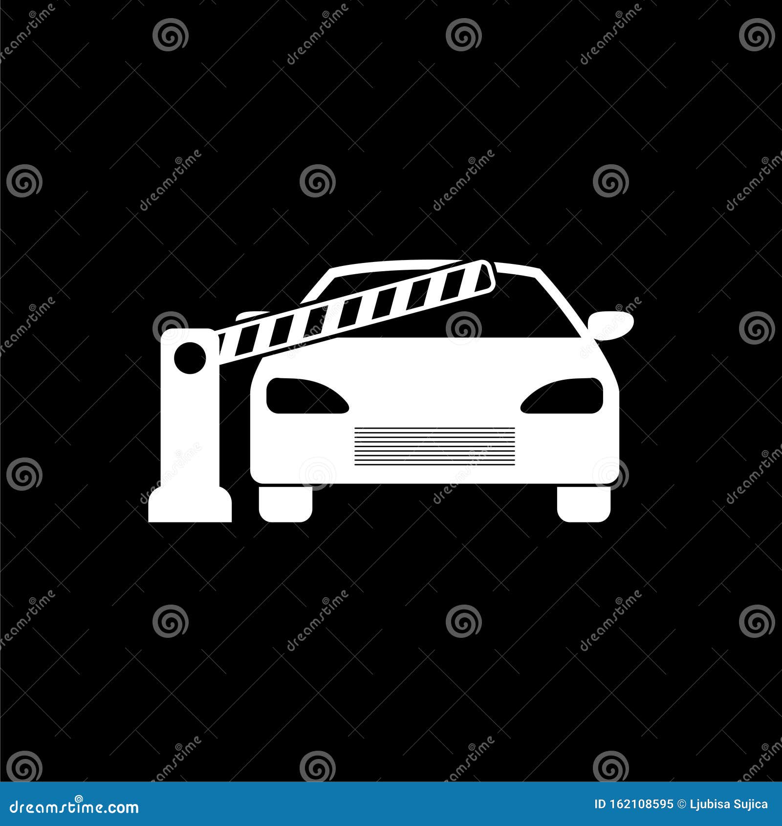 Car Stop on Barrier Icon Isolated on Black Background Stock Vector ...