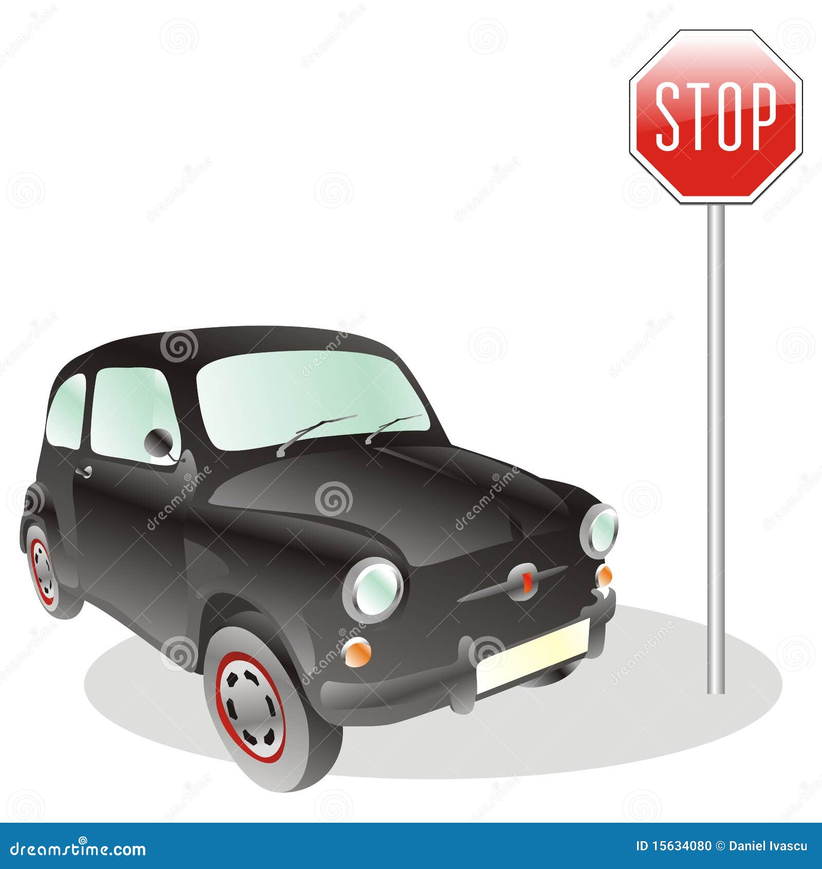 Car and stop sign stock vector. Illustration of smoke - 15634080