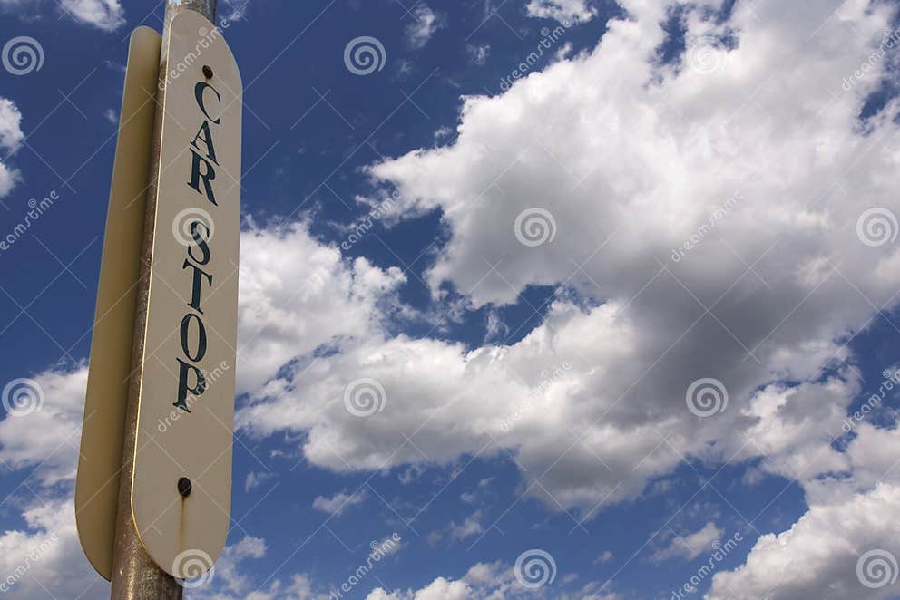 Car Stop - Trolley Stop Sign Stock Photo - Image of blue, trolley: 54946254
