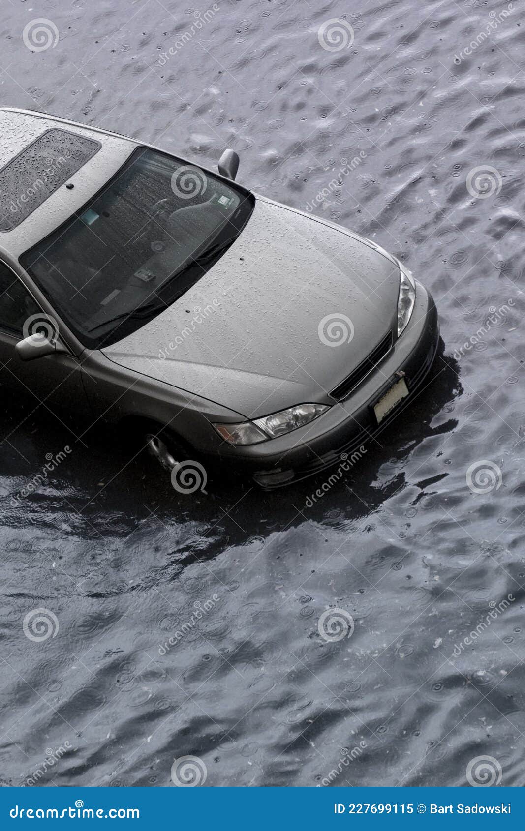 Stranded Automobile after Heavy Rains Flooded the Road Stock Image ...