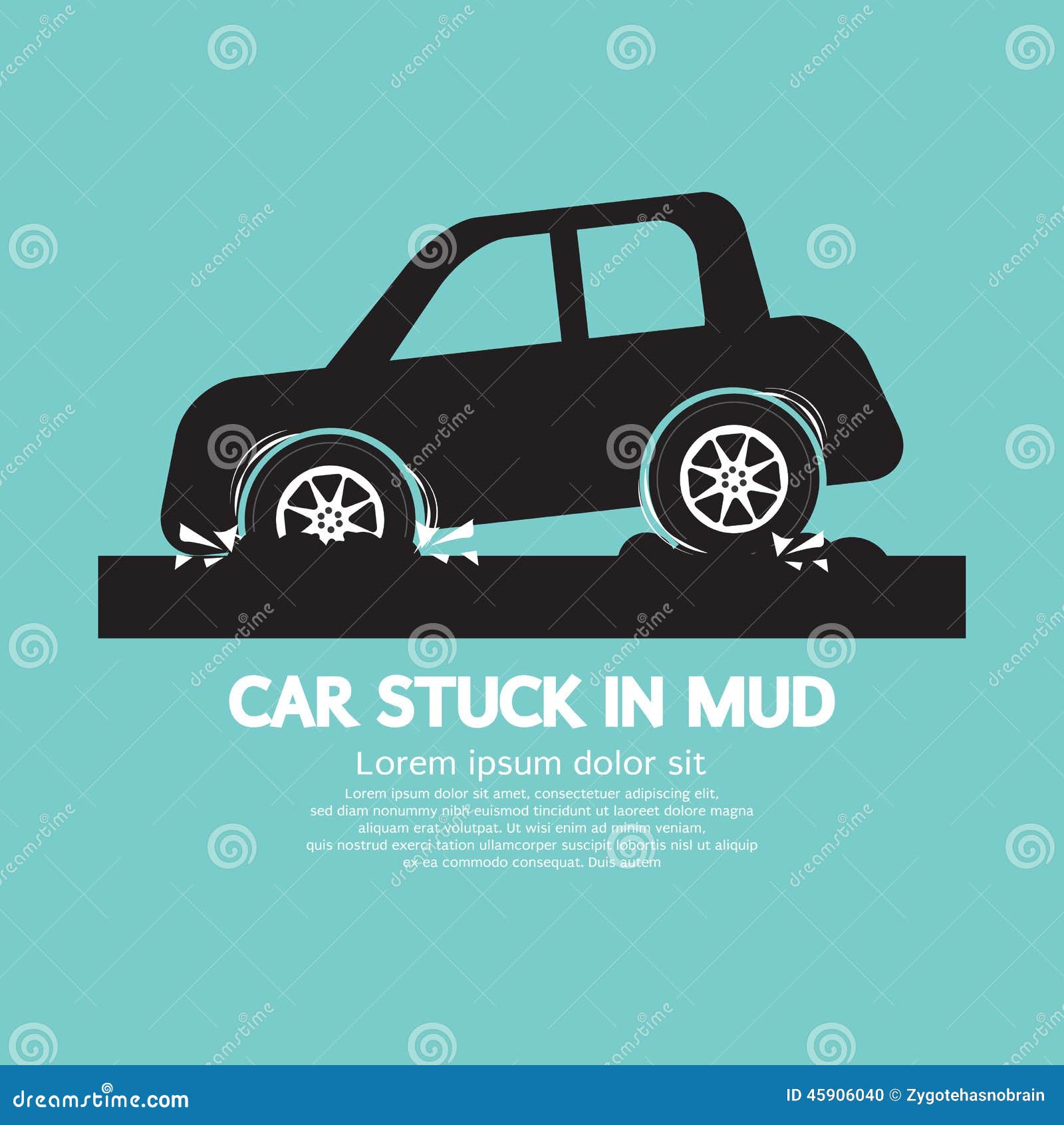 Car Stuck in Mud stock vector. Illustration of stuck - 45906040