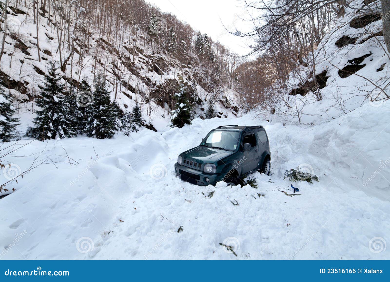 Car Stuck In A Snow Avalanche Royalty Free Stock Image - Image: 23516166