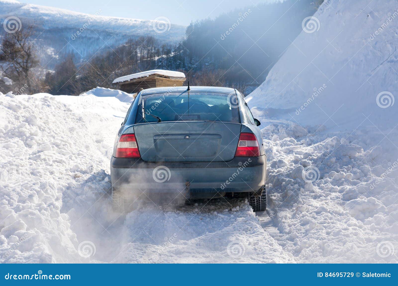 Car Stuck in the Snow while Driving Stock Image - Image of outdoor ...