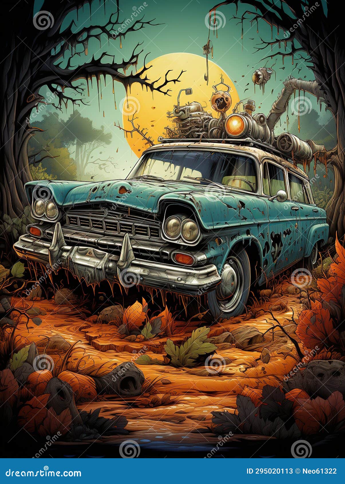 A Car in the Style of Gritty Horror Comics Generative AI Stock ...