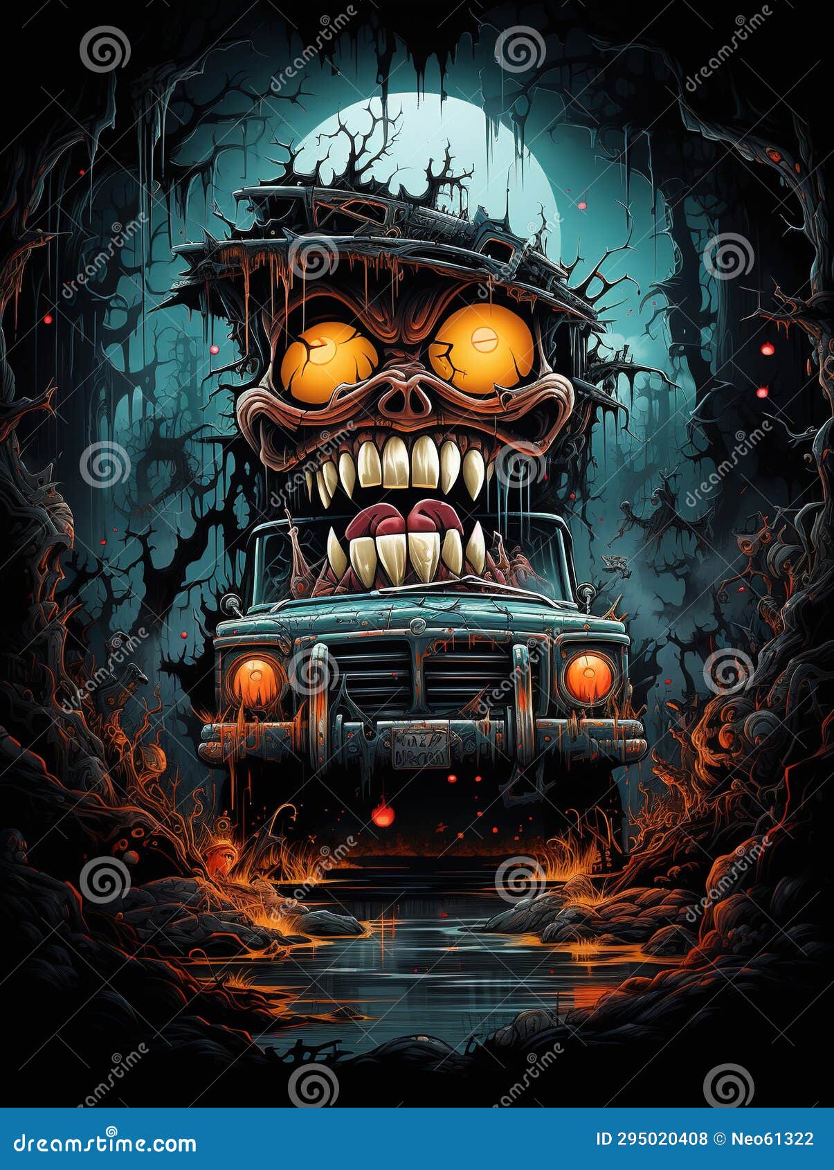 A Car in the Style of Gritty Horror Comics Generative AI Stock ...
