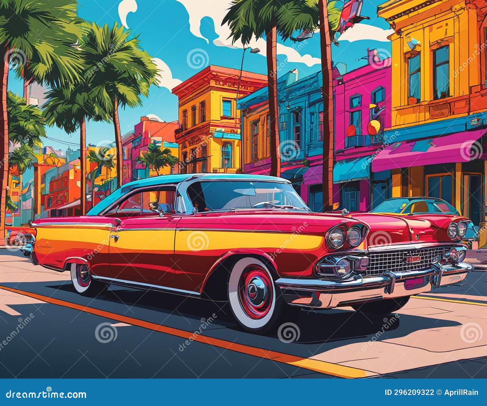 A Car in the Style of Pop Art Stock Illustration - Illustration of trip ...