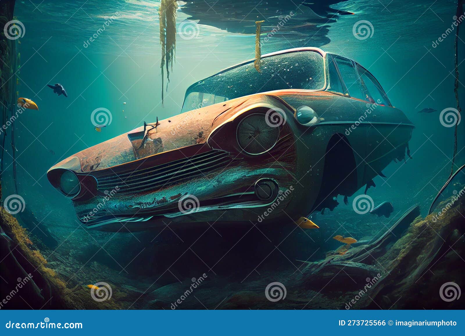 Car submerged under water stock illustration. Illustration of sunken ...