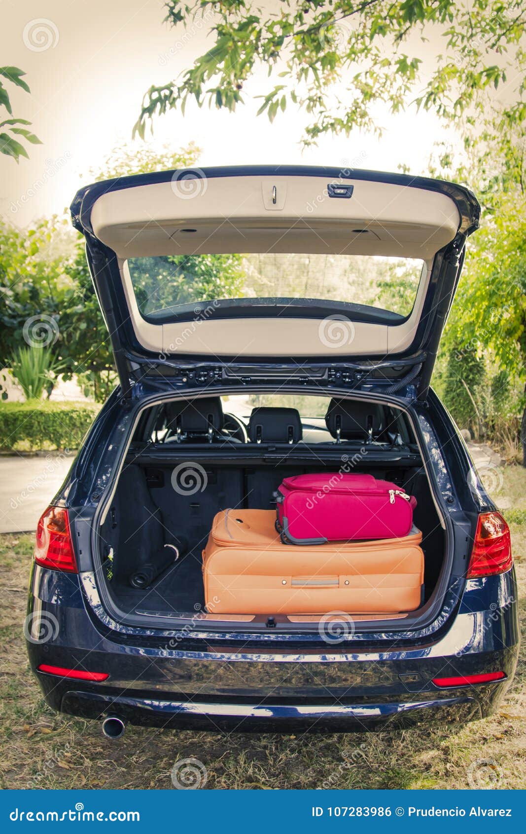 Car with suitcases stock photo. Image of overload, transport - 107283986