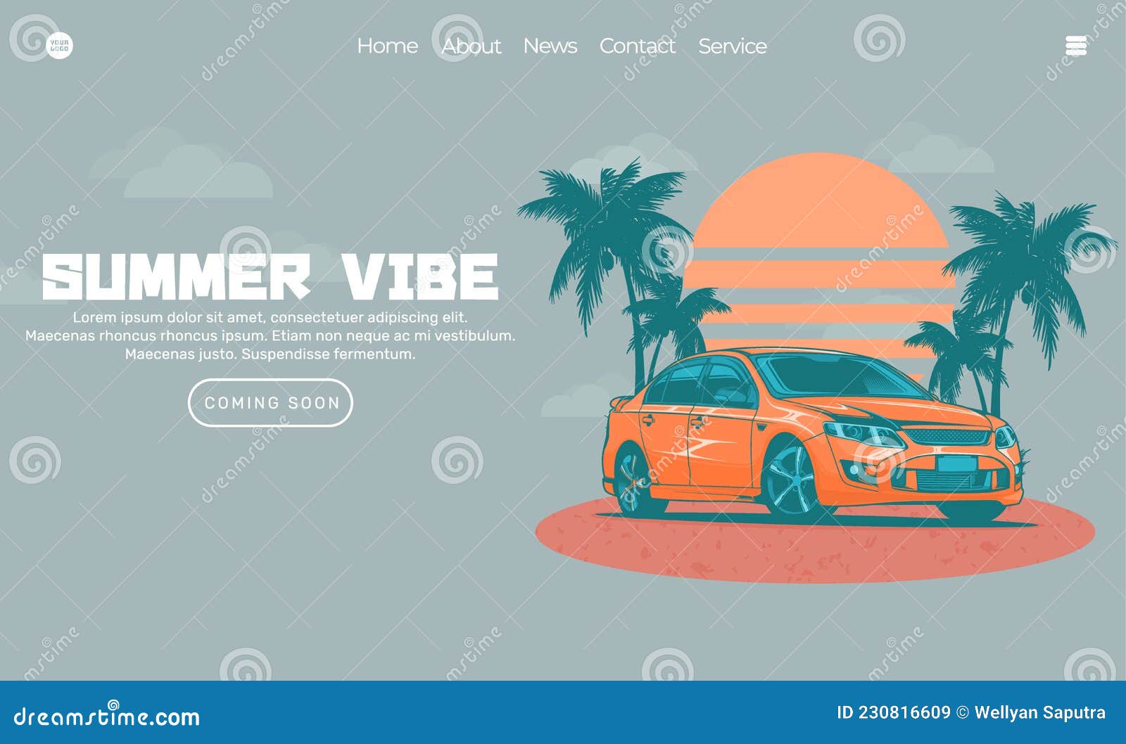 Car Summer Vibe Landing Page Stock Vector - Illustration of internet ...