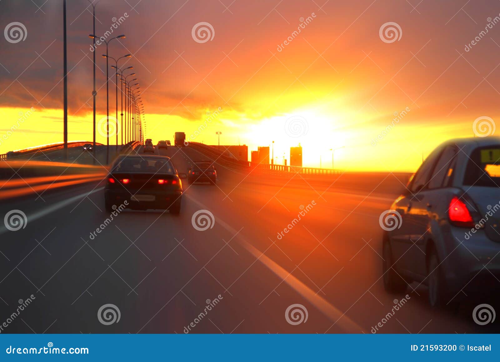 Car at sunset stock photo. Image of route, automobile - 21593200