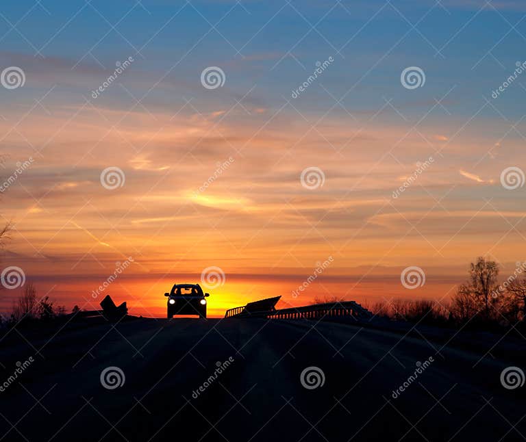 Car in sunset stock image. Image of beautiful, travel - 23077513