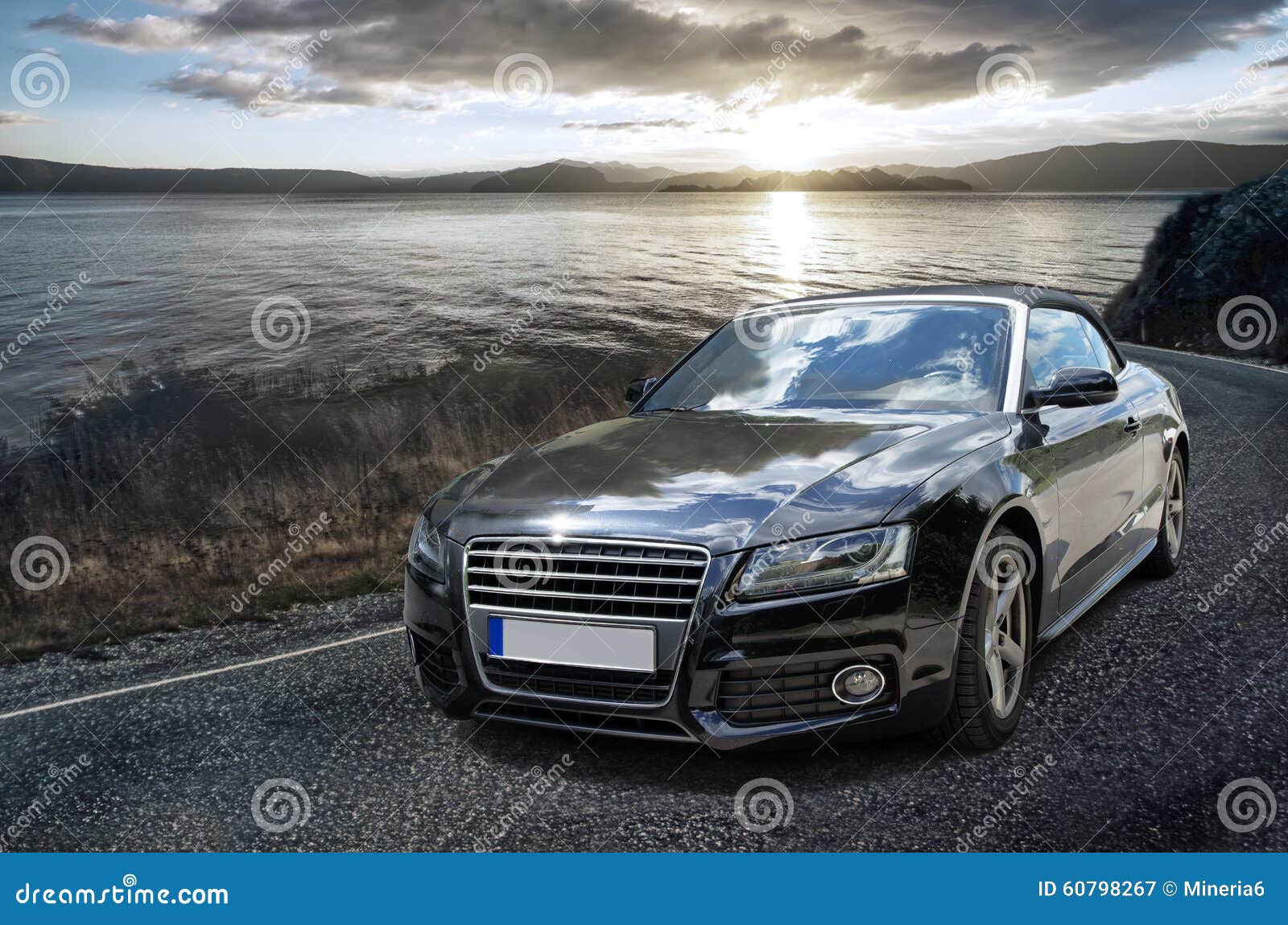 Car on the road by sunset stock image. Image of premium - 60798267