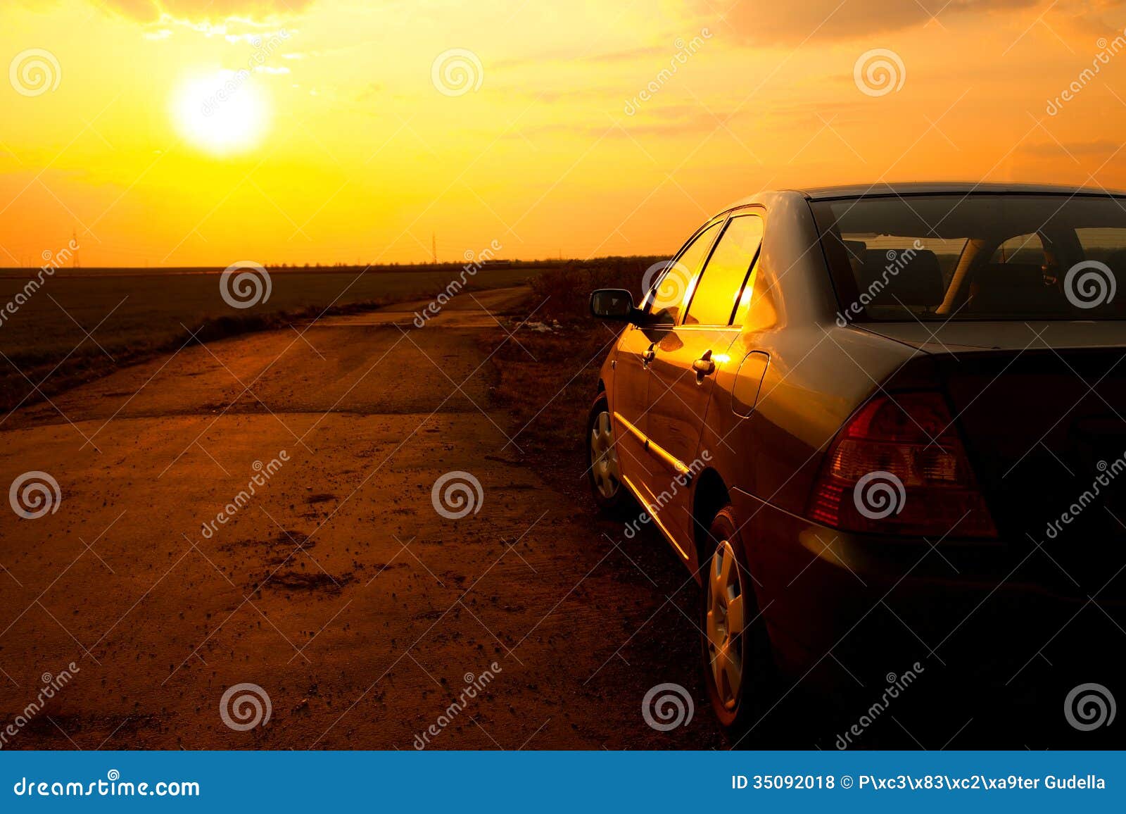 Car Sunset stock photo. Image of place, travel, reflect - 35092018