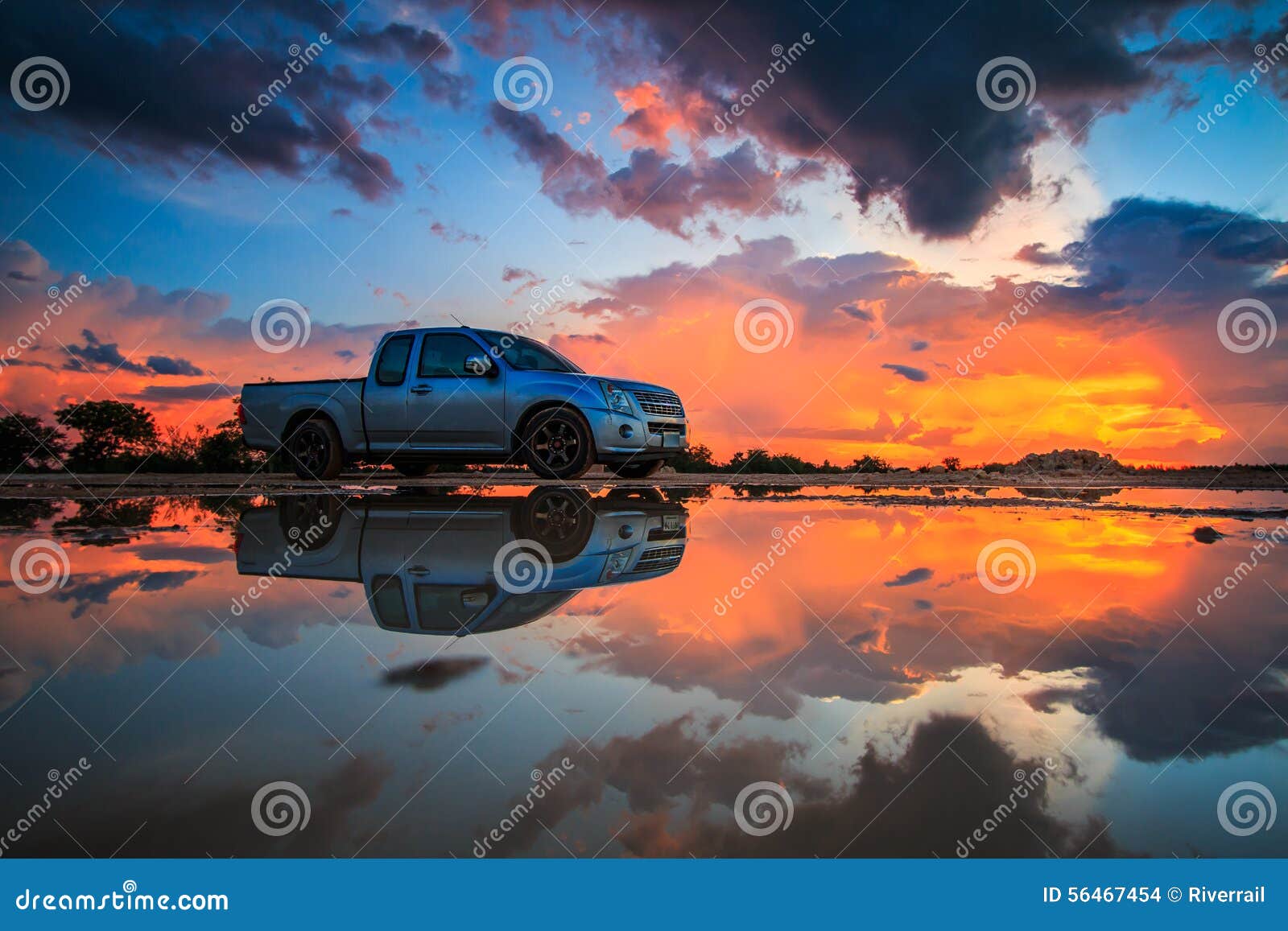 Car in the sunset stock photo. Image of color, effect - 56467454