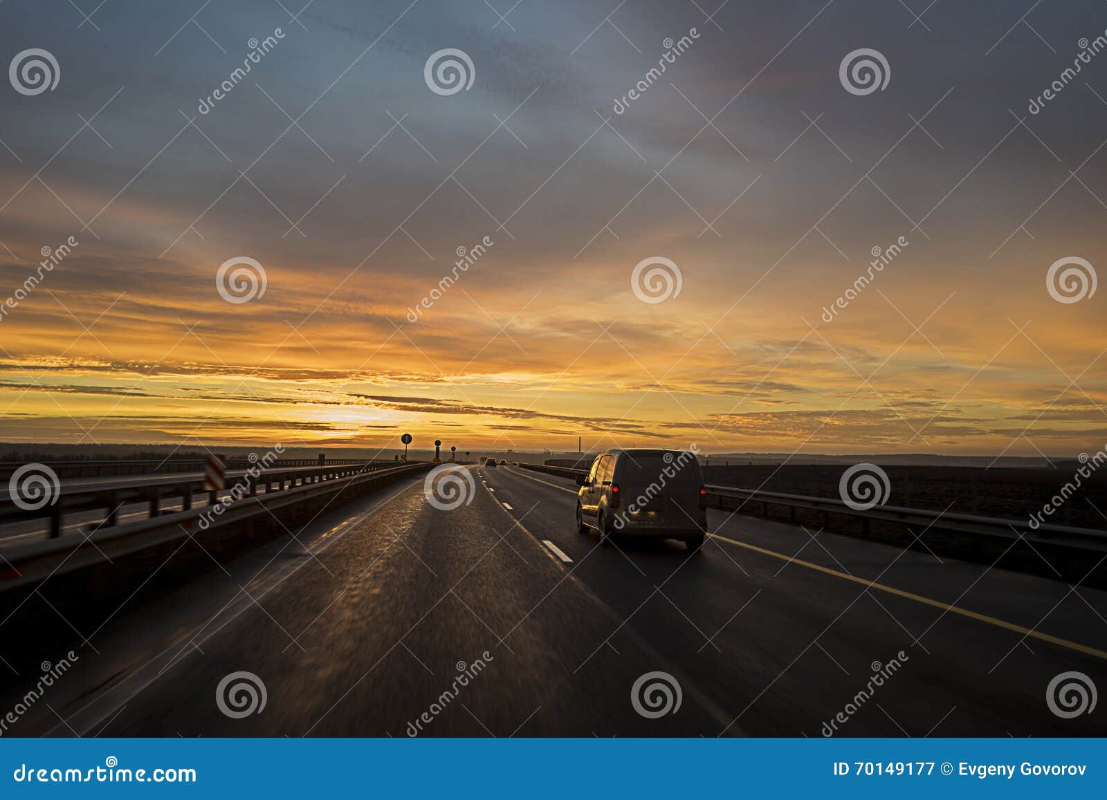 Car on the sunset road. stock image. Image of vacation - 70149177