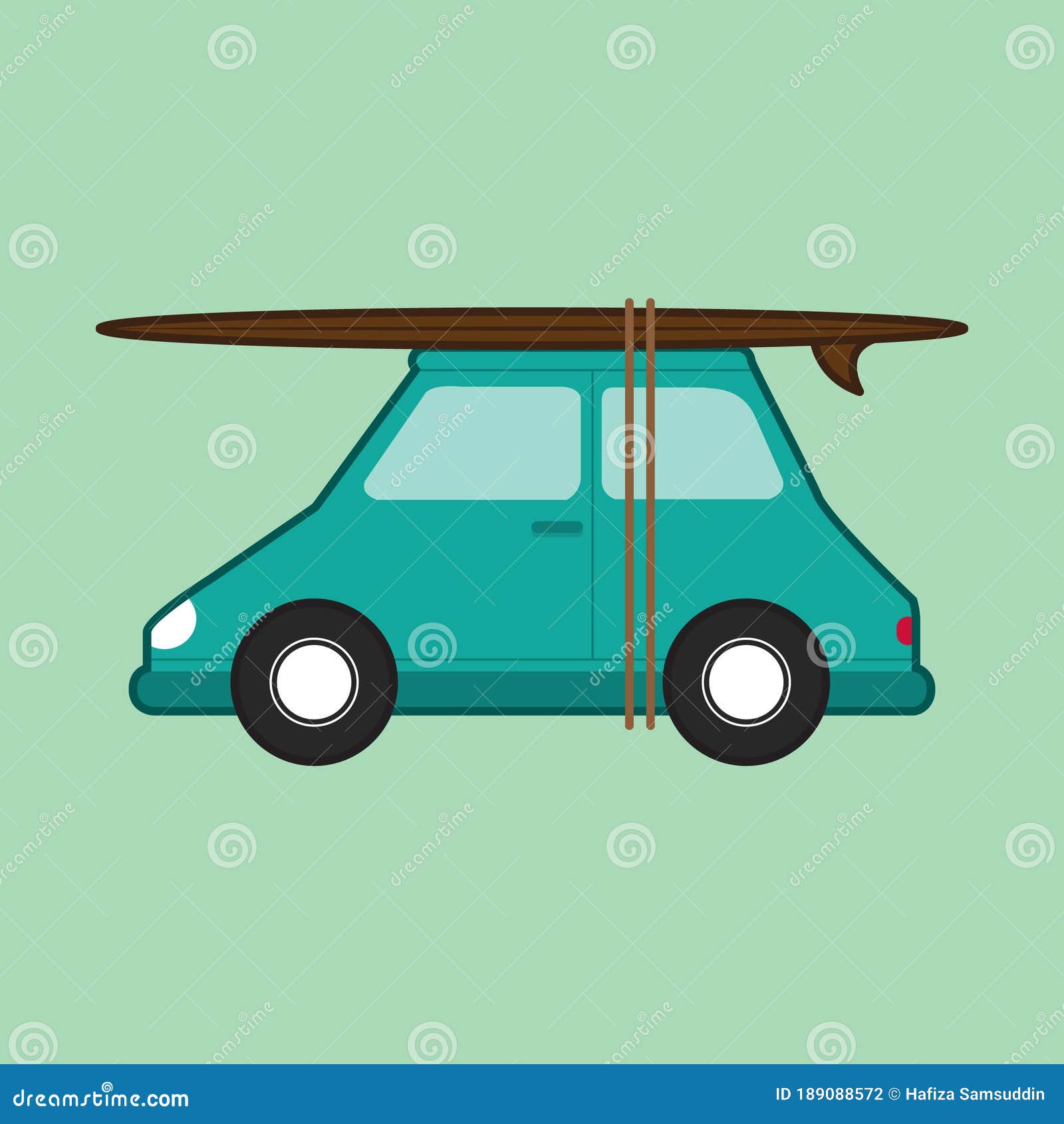 Car with Surfboard. Vector Illustration Decorative Design Stock Vector ...